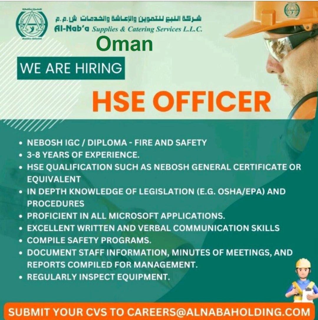 Urgent Requirement : HSE Officer Jobs in Oman - HSE STUDY GUIDE