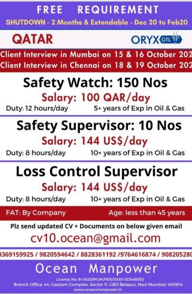 150 Safety Watch Jobs Vacancy in Qatar: Free Recruitment - HSE STUDY GUIDE