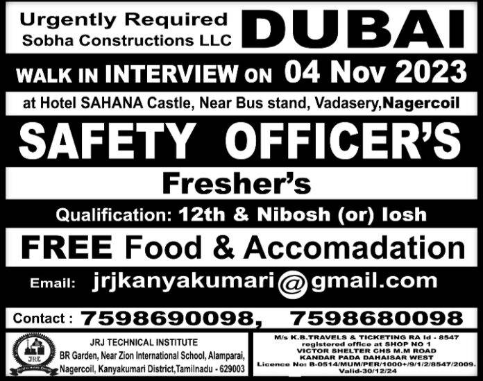 FRESHER Safety Officer Jobs in Dubai: Urgently Required - HSE STUDY GUIDE