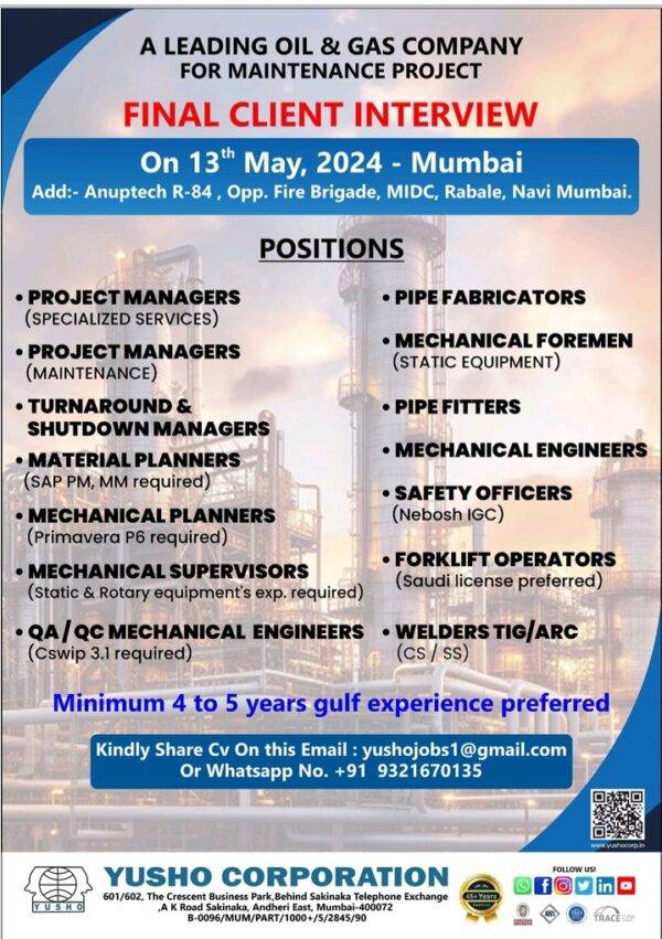NEBOSH IGC Safety Officers Jobs for Maintenance Project - HSE STUDY GUIDE